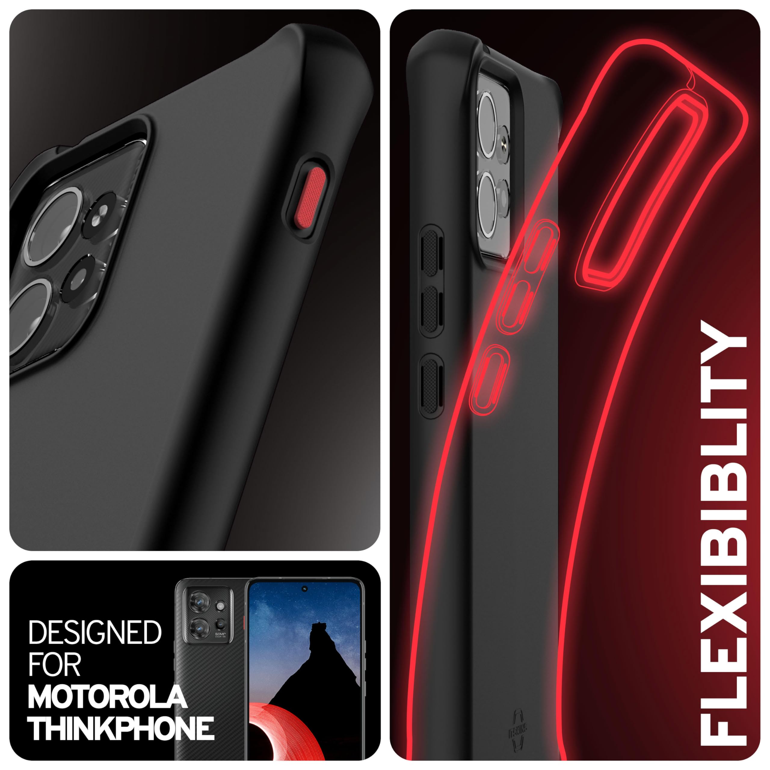 ITSKINS Spectrum Solid Protective Phone Case Compatible with Motorola ThinkPhone, Slim Hybrid Case, Anti-Slip, Heavy Duty Shockproof Cover, Military Phone Case | Black