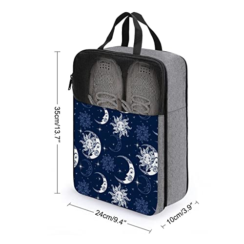 Frcavbin Magical Sun Moon And Stars Night Travel Shoe Bag Shoes Carrier with Handle and Zipper Foldable Shoe Puches Organizer for Home storage School starts