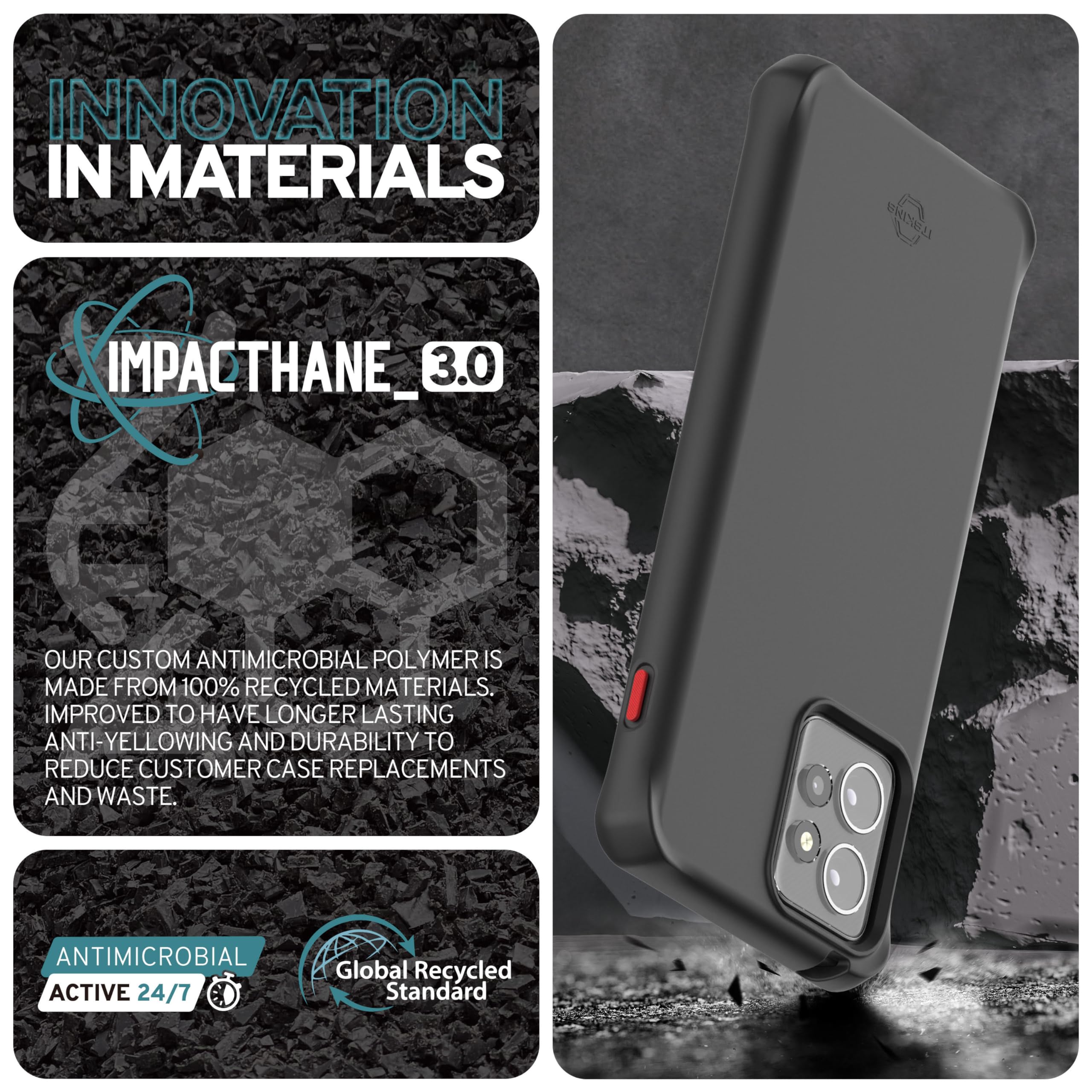 ITSKINS Spectrum Solid Protective Phone Case Compatible with Motorola ThinkPhone, Slim Hybrid Case, Anti-Slip, Heavy Duty Shockproof Cover, Military Phone Case | Black