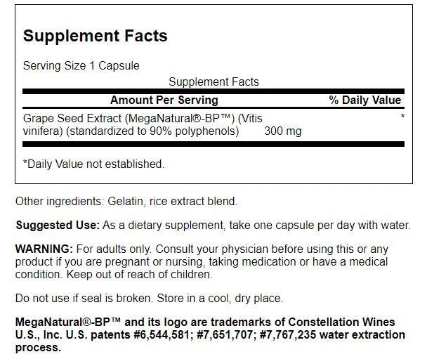 Swanson Meganatural-Bp Grape Seed Extract 300 Milligrams 30 Capsules (4 Pack)