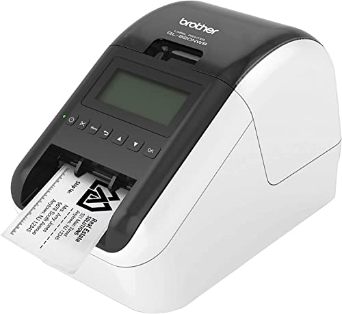 Brother QL-820NWB Professional Ultra Flexible Label Printer - Ethernet, Bluetooth, Wireless, USB Connectivity - 110 Labels Per Minute, 300 x 600 dpi, Backlit Monochrome LCD Display, Auto Cut