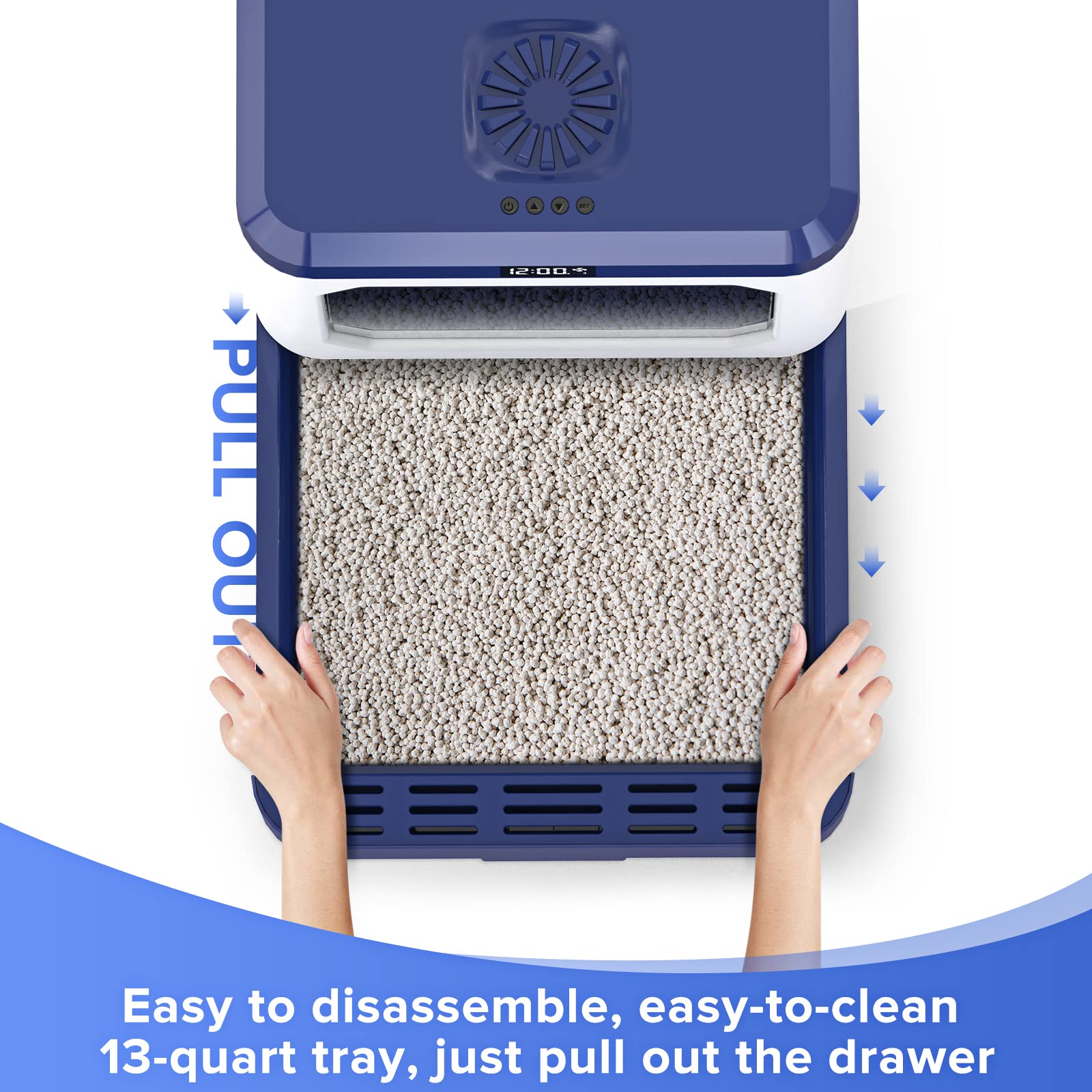 Smart Odor Removal Cat Litter Box, Large Litter Box with Lid for Big Cats,Non Leaking Kitty Litter Box for Multiple Cats, Enclosed Cat Box with Scoop&Mat
