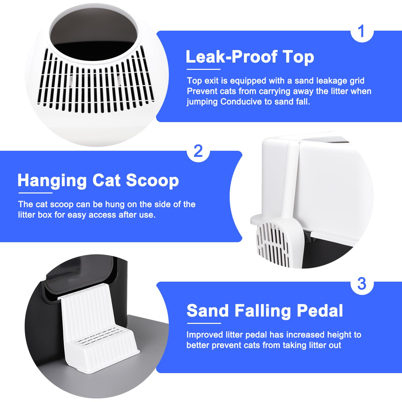 Sfozstra Cat Litter Box with Lid, Fully Enclosed Splash-Proof and Leak-Proof Urine High Edge and Odorless Cat Litter Box, Easy to Installation and Clean (Black(S)