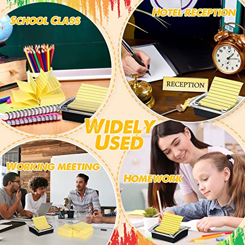 10 Pads Lined Post Notes with Pop up Sticky Note Dispenser Holder 3x3 Inch Clear Top Black Base, Self Stick Notes with Lines Adhesive Ruled Memo Pads Refills, 100 Sheets/pad