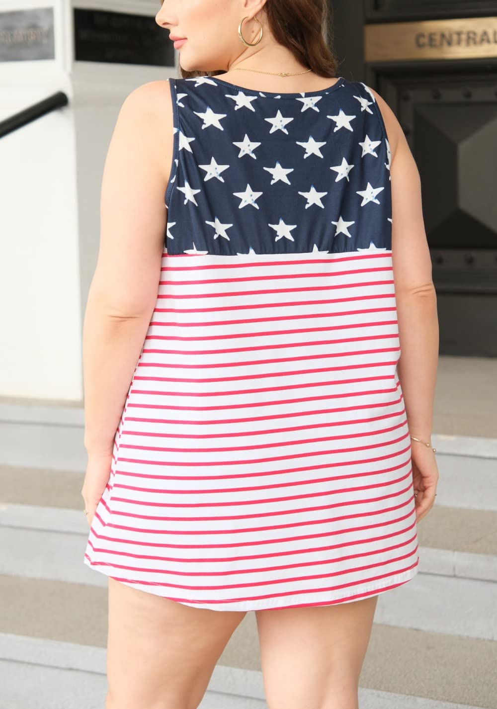 Yskkt Womens 4th of July Plus Size American Flag Tank Tops Sleeveless Short Sleeve Casual Summer Patriotic Tee Shirts