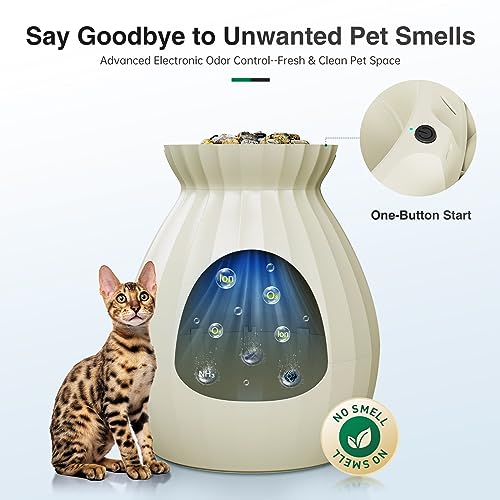 Plant Litter Box - Smart Odor Removal Sterilization - Hidden Litter Box Furniture for Indoor, Extra Large Cat Litter Box for Big Cats&Multiple Cats, Includes Artificial Plants, Door Curtain, Scoop