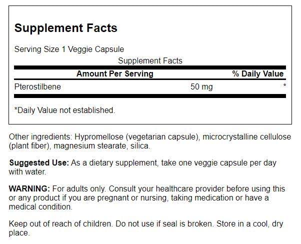 Swanson Pterostilbene 50 mg 30 Veg Caps 2 Pack