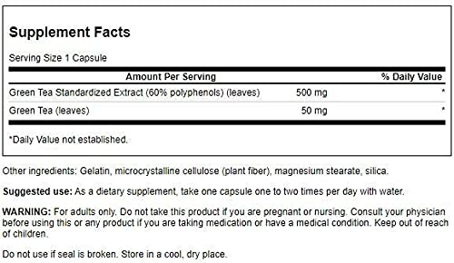 Swanson Green Tea Extract 500 Milligrams 60 Capsules (4 Pack)