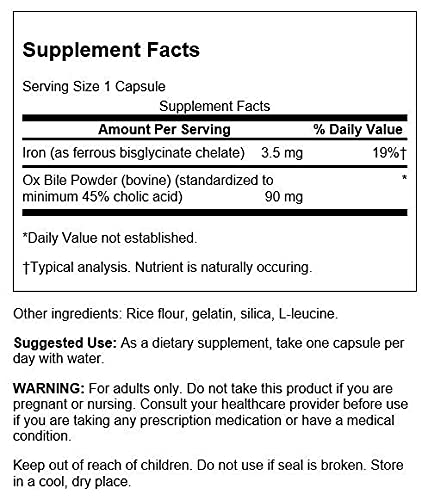 Swanson Ox Bile - Standardized 90 mg 60 Caps 4 Pack