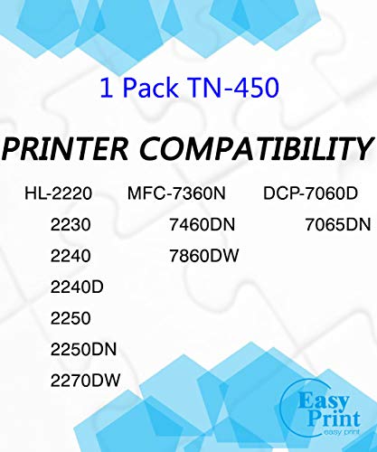 (1-Pack, High Yield) Compatible TN-450 Toner Cartridge TN450 Used for DCP-7060D 7065DN HL-2220 HL-2230 HL-2240D 2250 HL-2250DN 2270DW MFC-7360N 7460DN 7860DW Printer, Sold by Easy Print