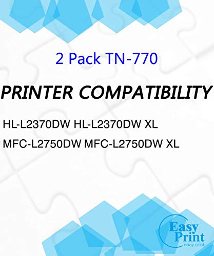 EASYPRINT (2- Black Pack) Compatible TN770 Toner Cartridges Replacement for TN-770 Used for Brother HL-L2370DW HL-L2370DWXL MFC-L2750DW MFC-L2750DWXL Printer