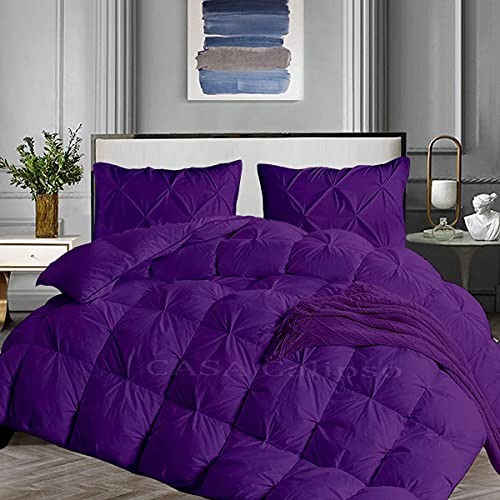 All Season Pinch Down-Alternative Oversize Pinch Plated Comforter Set 400 Thread Count 100% Egyptian Cotton,Purple Solid