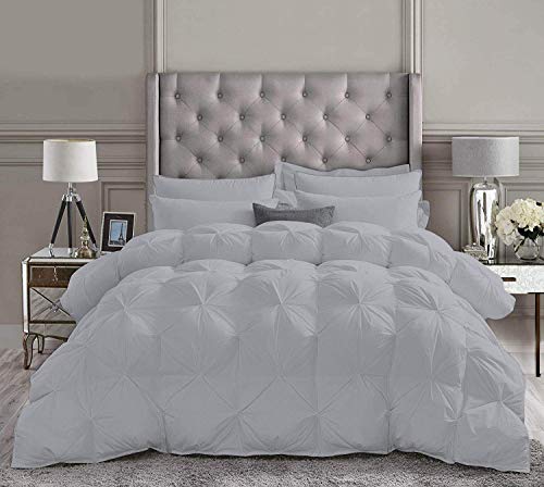 Cotton Home Depot 5 Piece Pinch Pleated Comforter Set Premium 800 Thread Count 500 GSM (1 Comforter + 4 Pillow Shams) 100% Egyptian Cotton Super Soft , Size - Super King , Color - Silver Grey