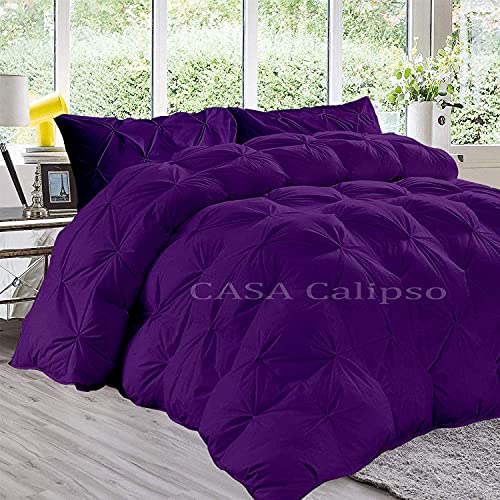 All Season Pinch Down-Alternative Oversize Pinch Plated Comforter Set 400 Thread Count 100% Egyptian Cotton,Purple Solid