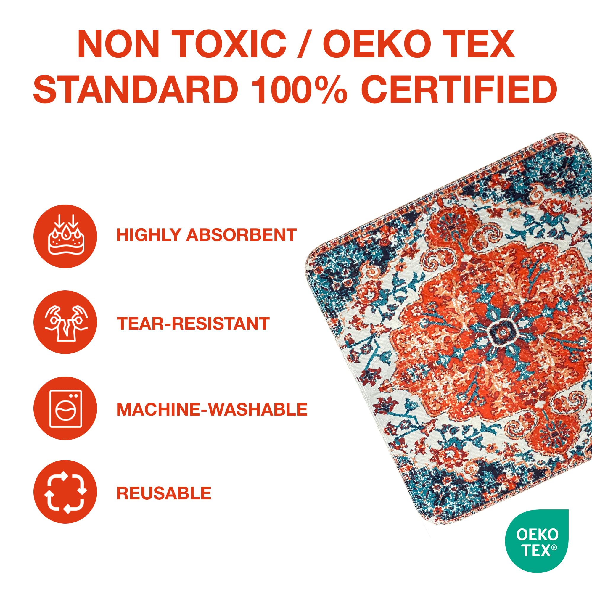 PUPIBOO Washable Pee Pads for Dogs - Super Absorbent Reusable Puppy Training Pads - 100% Waterproof, Leak-Proof & Non-Slip Whelping Pads for Pet Housebreaking