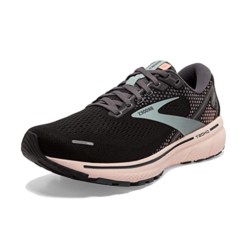 Brooks Women's Ghost 14 Neutral Running Shoe - Black/Pearl/Peach - 8 Medium