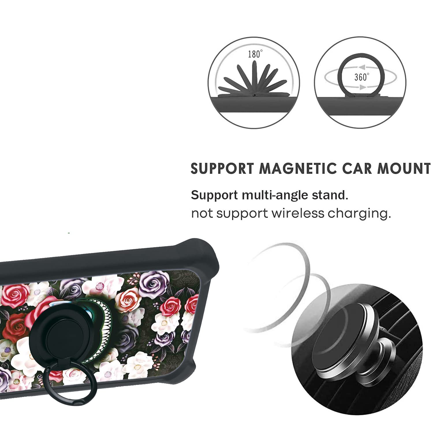 jioeuinly Case for Moto Thinkphone Case Compatible with Motorola Thinkphone Phone Case Cover [with Tempered Glass Screen Protector][Hard PC + Soft Silicone][Ring Support] [Luminous Effect] YGH-LZM