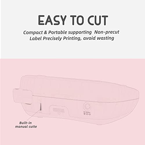 Pink Label Maker Machine with Tape D210S Portable Labeler Label Printer for Labeling with 4 Laminated Label Tapes JM231, QWERTY Keyboard Label Maker, AC Adapter Easy-to-Use, Multiple Line Labeling