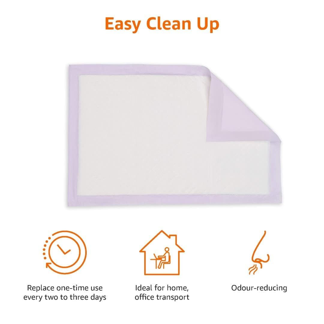 Amazon Basics Cat Pad Refills for Litter Box, Lemon Scent - Pack of 40, Purple and White