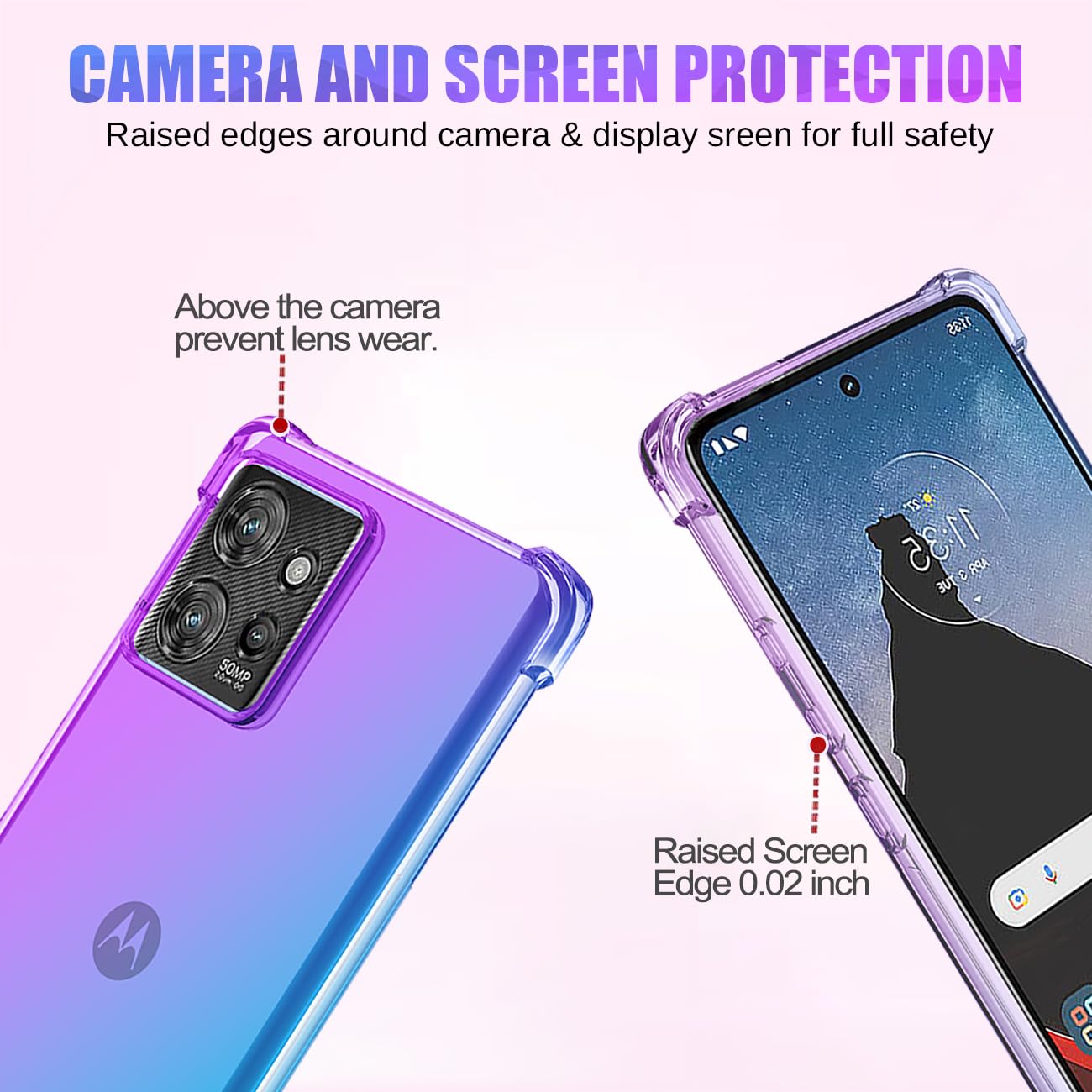 Gufuwo Case for Motorola ThinkPhone Case, Moto ThinkPhone Cute Case Girls Women, Gradient Slim Anti Scratch Soft TPU Phone Cover Shockproof Protective Case for Motorola ThinkPhone (Purple/Blue)