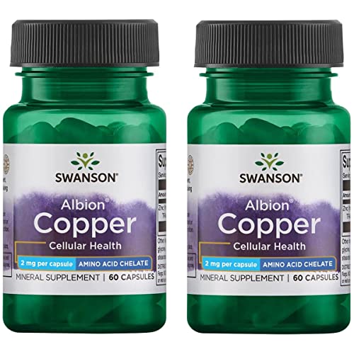 Swanson Albion Chelated Copper 2 Milligrams 60 Capsules (2 Pack)