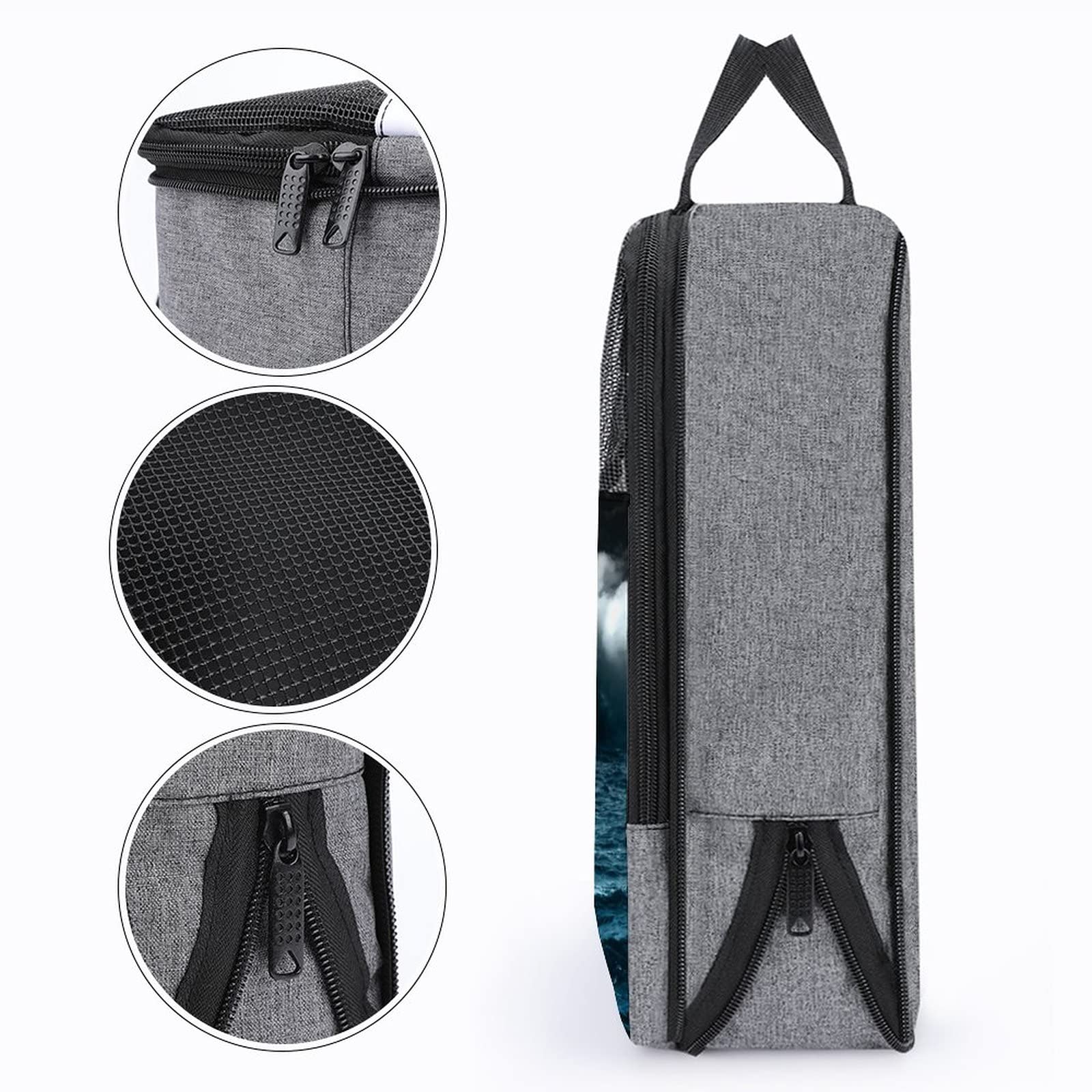 Frcavbin Travel Shoe Bag Shoes Carrier with Handle and Zipper Foldable Shoe Puches Organizer for Home storage School starts (Storm Ocean)