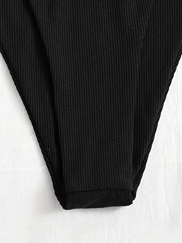Verdusa Women's 2 Piece Triangle Bikini High Cut Bathing Suit Swimwear Black M