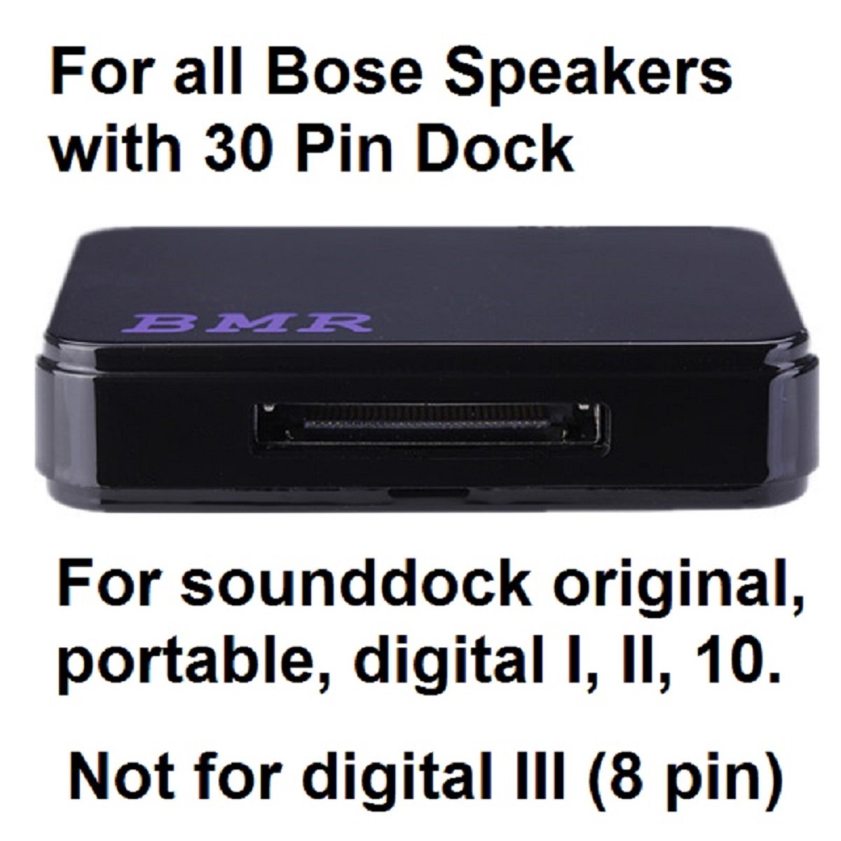 BMR A2DP 2in1 iPhone Bluetooth Music Receiver Adapter for 30 Pin Dock Headphone: Bose Sony Beats iHome Echo Alexa Motorcycle Car Stereo with 30 Pin Dock