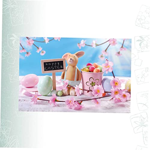 Gogogmee Banner Flags Rabbit Blanket Floral Decor Easter Photo Backdrop Monthly Happy Easter Backdrop Wall Sticker Eggs The Banner Background Cloth Photo Background Easter Studio Backdrop