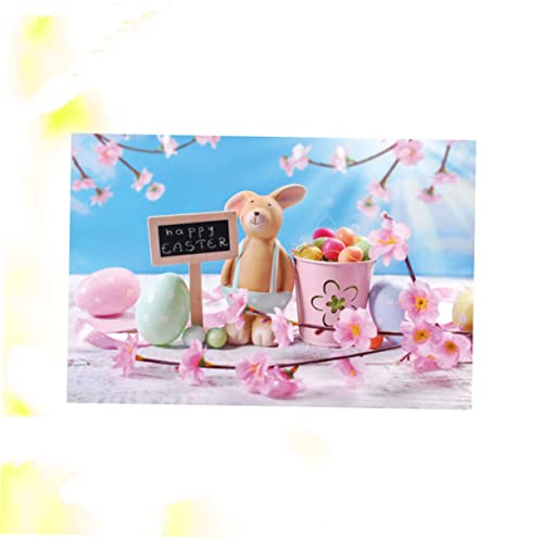 Gogogmee Banner Flags Rabbit Blanket Floral Decor Easter Photo Backdrop Monthly Happy Easter Backdrop Wall Sticker Eggs The Banner Background Cloth Photo Background Easter Studio Backdrop