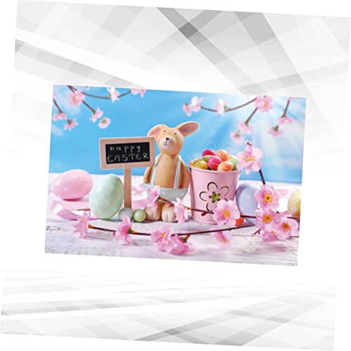 Gogogmee Banner Flags Rabbit Blanket Floral Decor Easter Photo Backdrop Monthly Happy Easter Backdrop Wall Sticker Eggs The Banner Background Cloth Photo Background Easter Studio Backdrop
