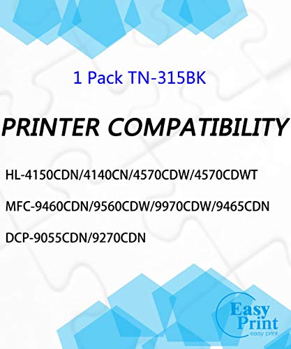 EASYPRINT (1xBlack Pack) Compatible Black TN315 Toner Cartridge TN-315 Used for Brother HL-4140CN/ 4150CDN/ 4570CDWT/ 4570CDW, MFC-9460CDN/ 9465CDN/ 9560CDN/ 9970CDN, DCP-9055CDN/ 9270CDN Printers