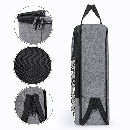 Frcavbin Skulls And Bones Halloween Travel Shoe Bag Shoes Carrier with Handle and Zipper Foldable Shoe Puches Organizer for Home storage School starts