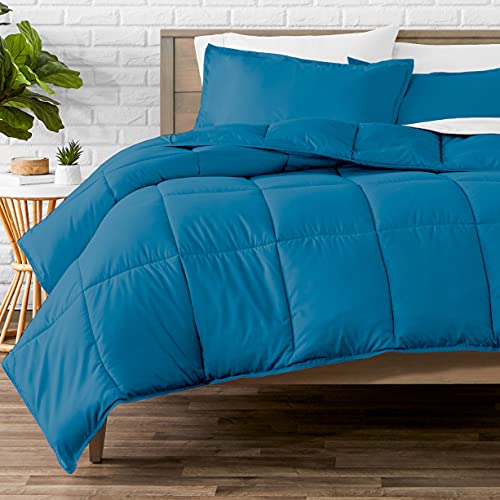 3 PC Comforter Set -Queen ( 88'' x 88'' ) Extra Long - Goose Down Alternative - Ultra-Soft - Premium 1000 Series - All Season Warmth Medium Blue