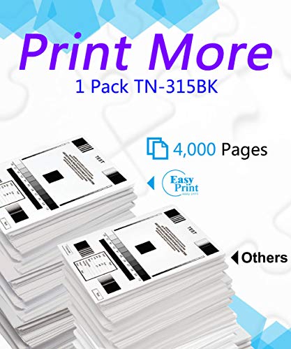 EASYPRINT (1xBlack Pack) Compatible Black TN315 Toner Cartridge TN-315 Used for Brother HL-4140CN/ 4150CDN/ 4570CDWT/ 4570CDW, MFC-9460CDN/ 9465CDN/ 9560CDN/ 9970CDN, DCP-9055CDN/ 9270CDN Printers