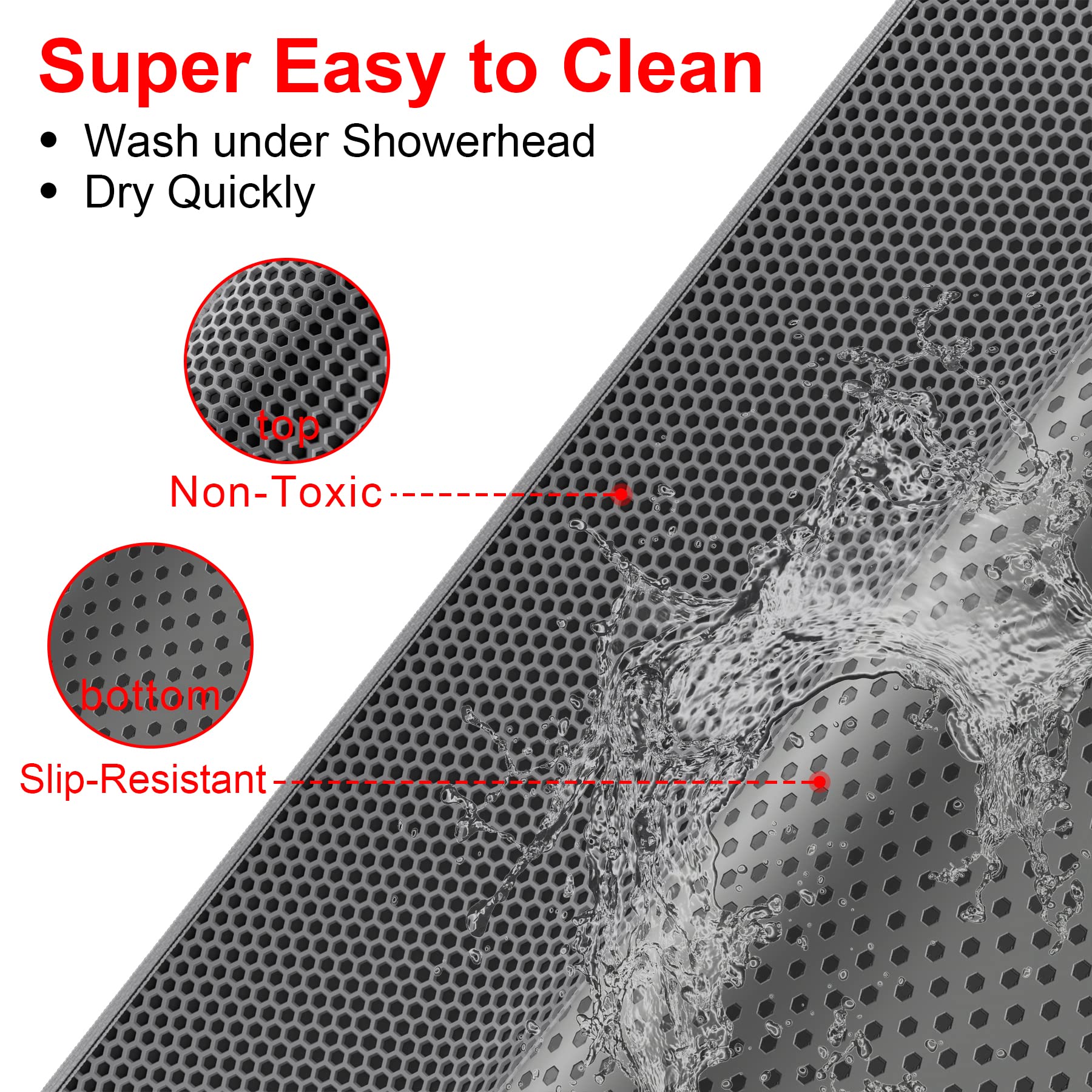 Waretary Cat Litter Mat, 30" X 24" Litter Trapping Mat, Double Layer Honeycomb Litter Box Mat, Urine & Waterproof Kitty Litter Mat, Scatter Control Easy Clean (Gray)