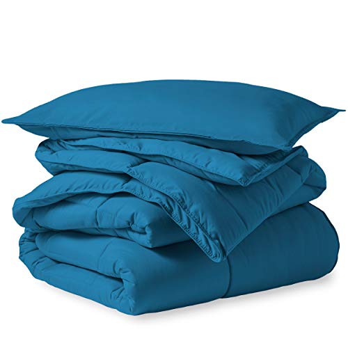 3 PC Comforter Set -Queen ( 88'' x 88'' ) Extra Long - Goose Down Alternative - Ultra-Soft - Premium 1000 Series - All Season Warmth Medium Blue