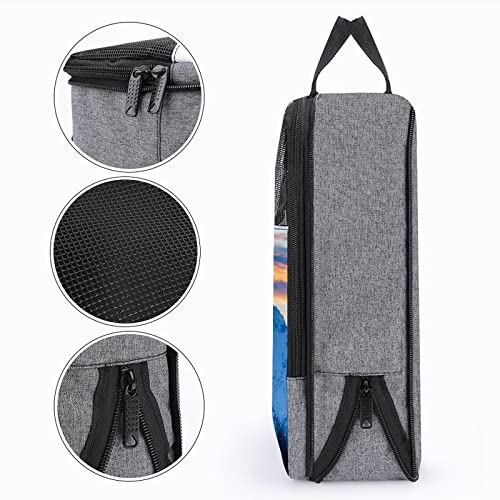 Frcavbin Alaska Mountain Sunset Travel Shoe Bag Shoes Carrier with Handle and Zipper Foldable Shoe Puches Organizer for Home storage School starts