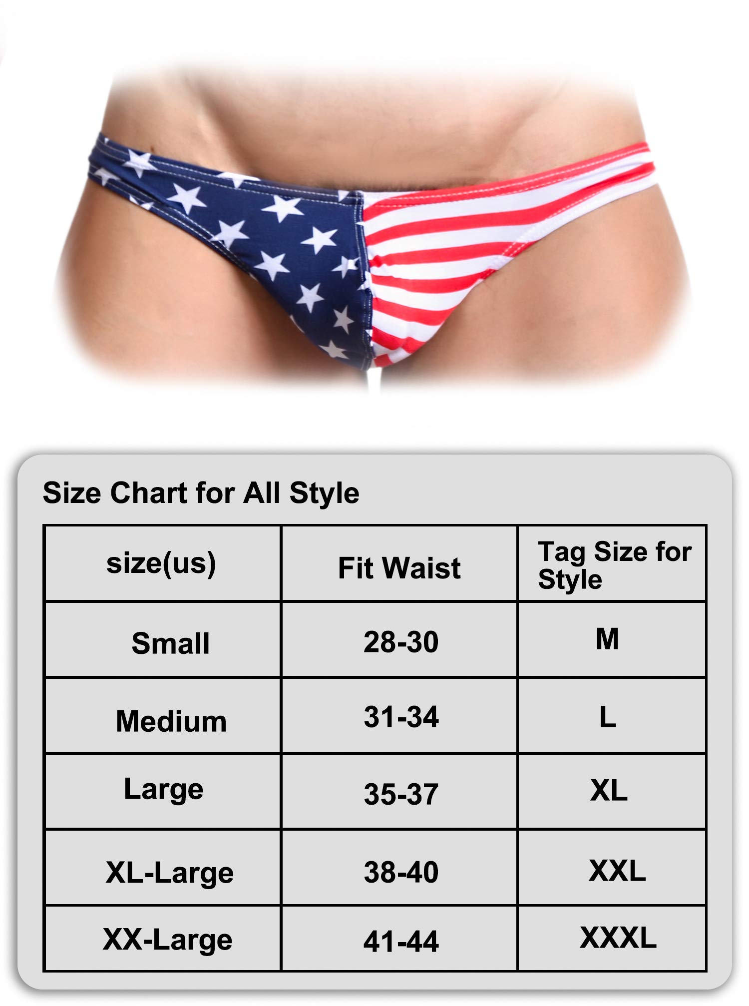 Evankin Men's USA American Flag Thong G-String Sexy Underwear-XL