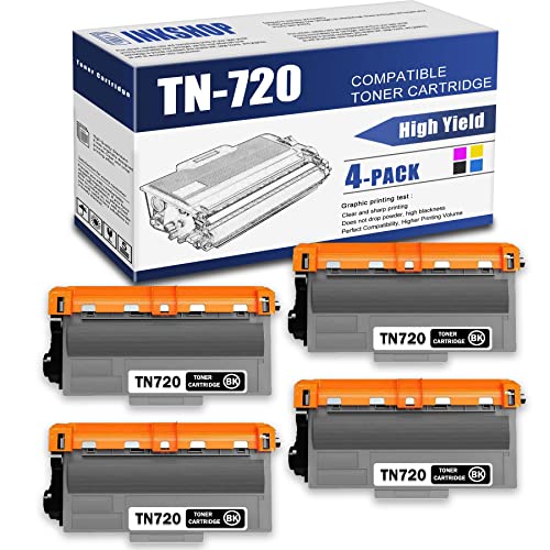 TN720 Compatible TN-720 Black Toner Cartridge Replacement for Brother TN-720 HL-5440D HL-5450DN DCP-8110DN DCP-8150DN MFC-8710DW Toner.(4 Pack)