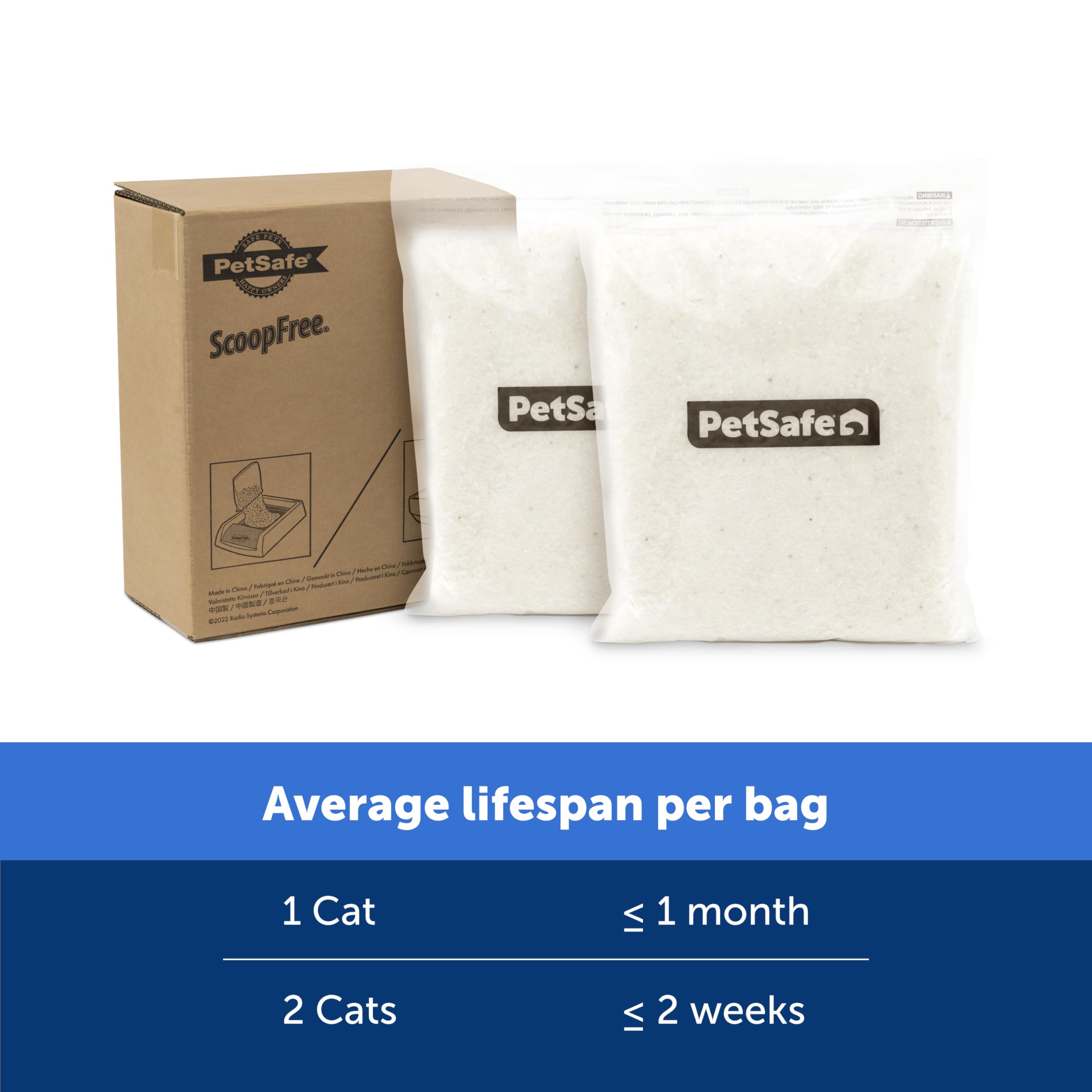 PetSafe ScoopFree Odor Control Crystal Cat Litter, Fragrance Free, 4.3 Lb Bag, Pack of 2