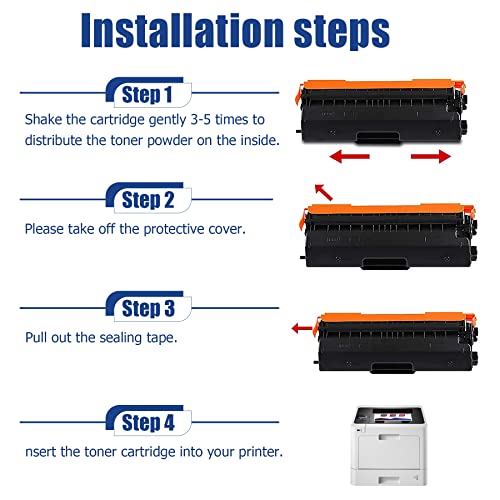 RUYY (2BK+1C+1M+1Y, 5PK) TN-433 TN433 TN433BK TN433C TN433M TN433Y Toner Cartridge High Yield Replacement for Brother HL-L8260CDW L9310CDWT DCP-L8410CDW MFC-L8610CDW L9570CDWT Toner Printer