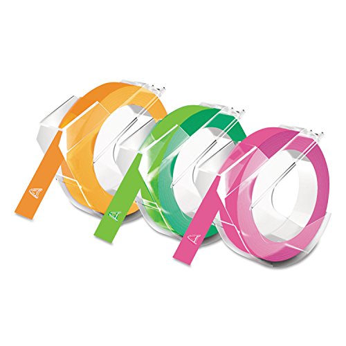 Dymo 1933353 Self-Adhesive Glossy Labeling Tape for Embossers 3/8-Inch X 9.8 Ft Roll Asst 3/Pk