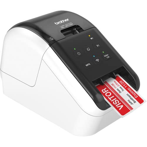 Brothe QL-810W Ultra-Fast Label Printer with Wireless Networking Direct Thermal Black/Red Labels