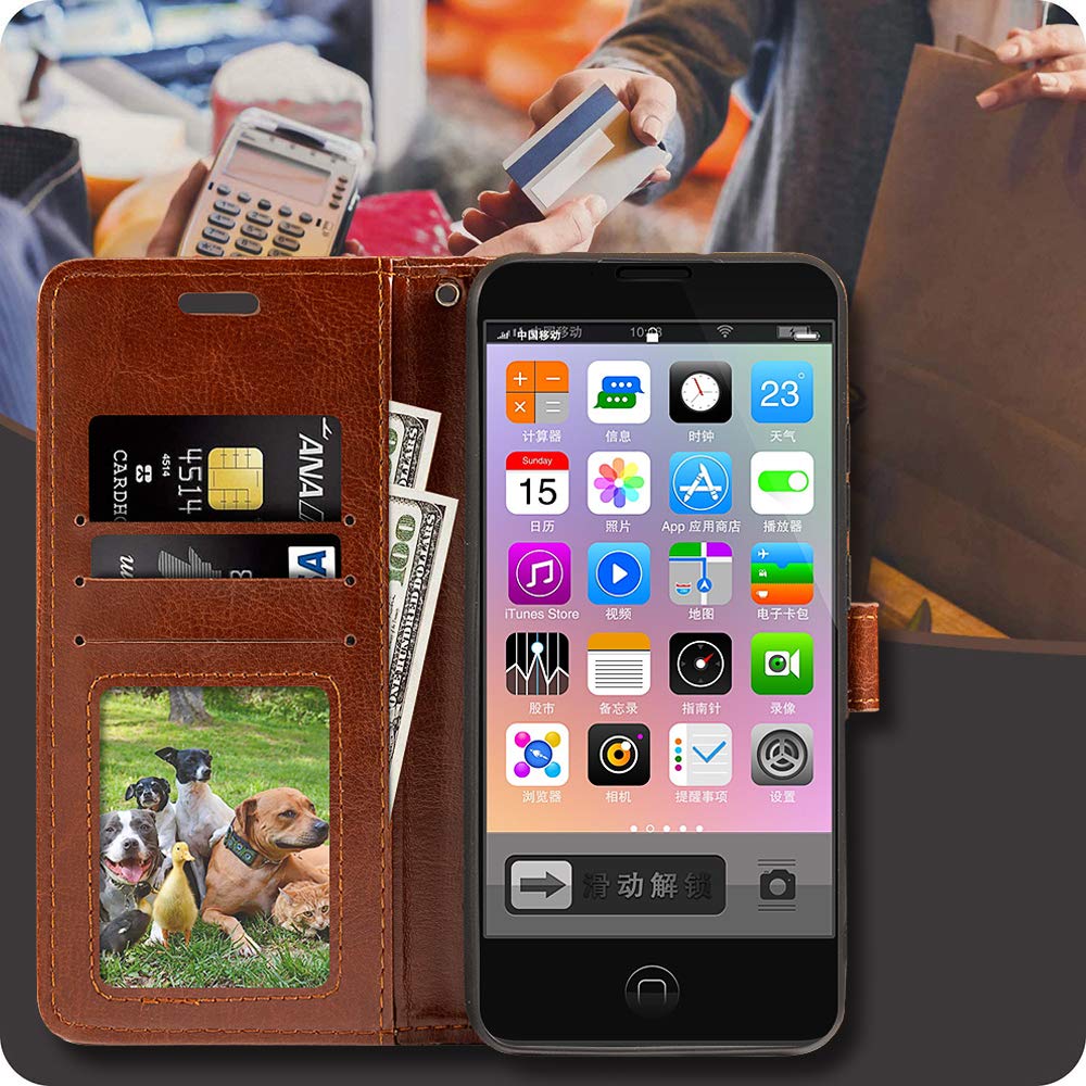 Shantime for Motorola ThinkPhone 5G Case, Premium PU Leather Magnetic Flip Case Cover with Card Holder and Kickstand for ThinkPhone by Motorola (6.6”) Brown