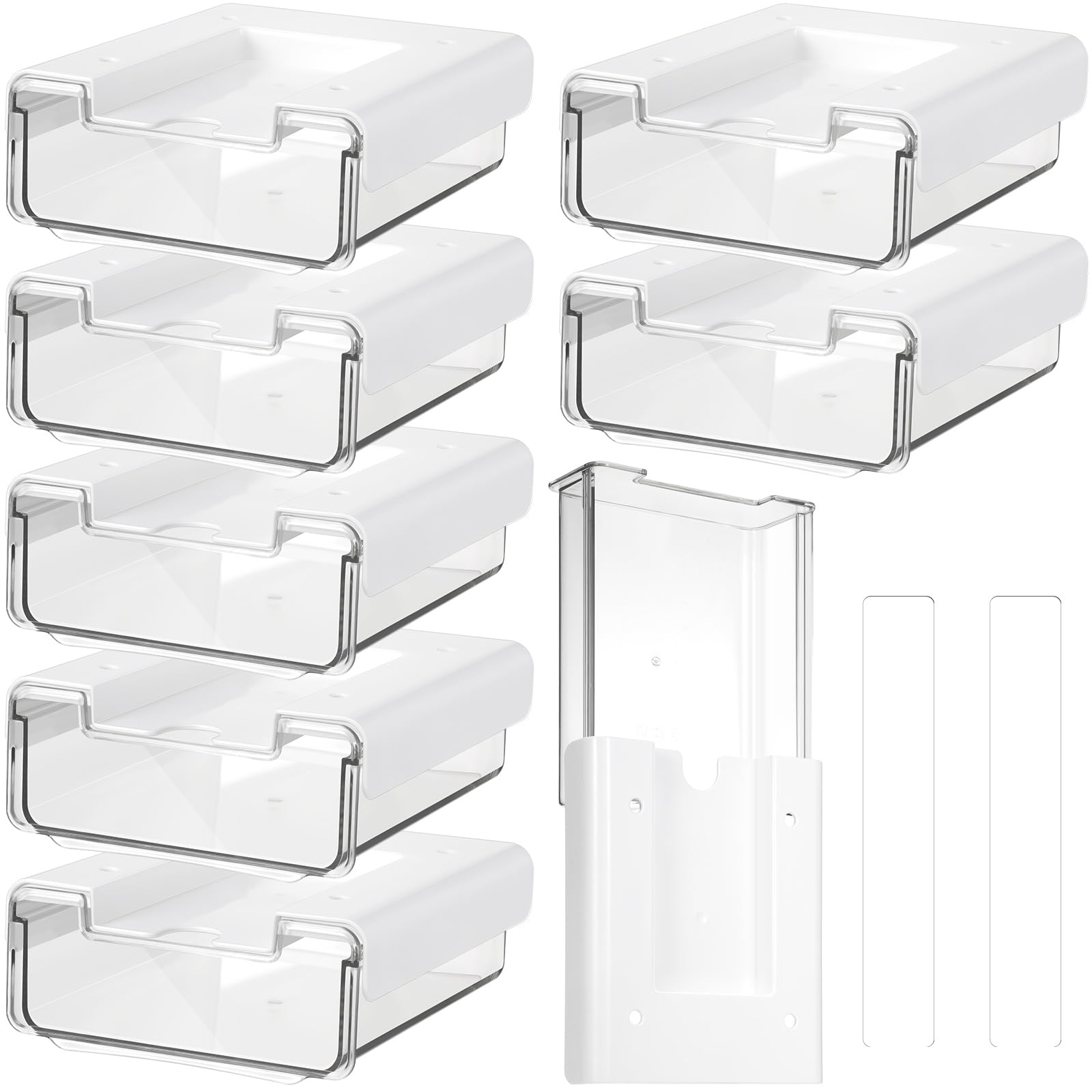 Geetery 8 Pcs Self Adhesive Slide Out Attachable Drawer Tray Under Desk Drawer Table Hidden Storage Mounted Desktop Pencil Holder Tray Drawers Up to 11 lbs Organizer for Office Home School Kitchen