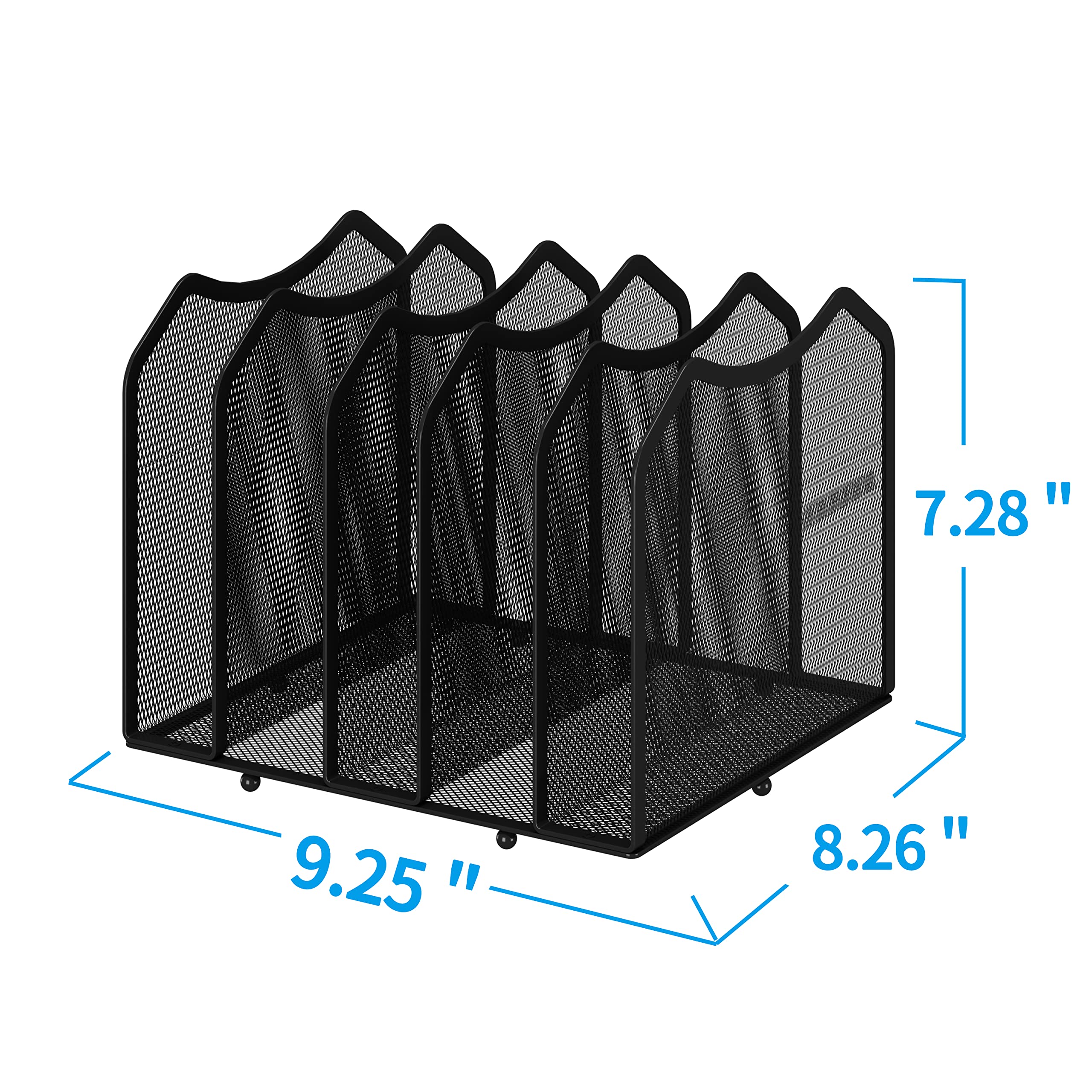 Simple Trending 2 Pack Mesh Desktop File Sorter Organizer, 5-Section Bookshelf for Desk Home Office, Black