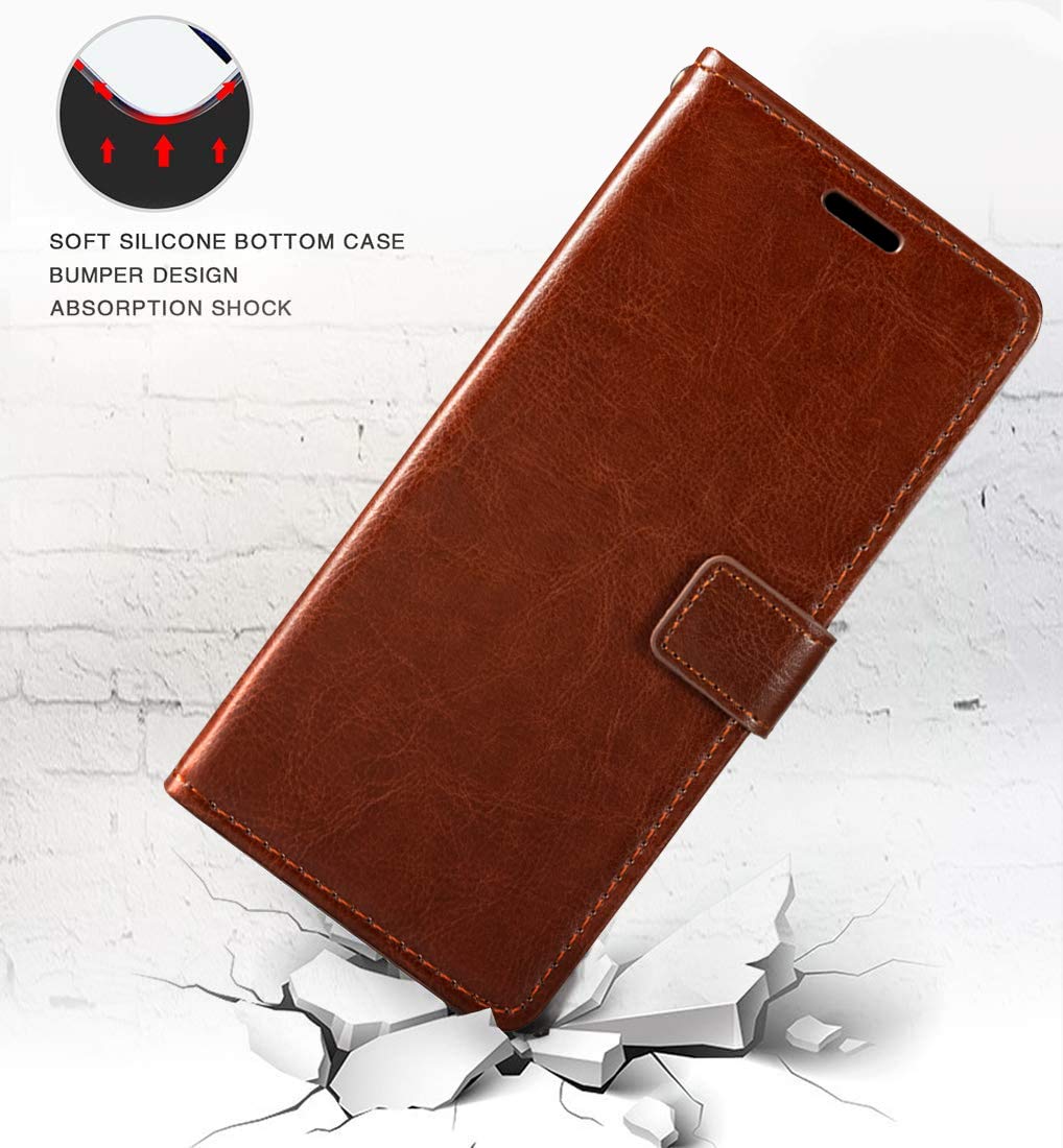 Shantime for Lenovo ThinkPhone 5G Case, Premium PU Leather Magnetic Flip Case Cover with Card Holder and Kickstand for Lenovo ThinkPhone 5G (6.6”) Brown