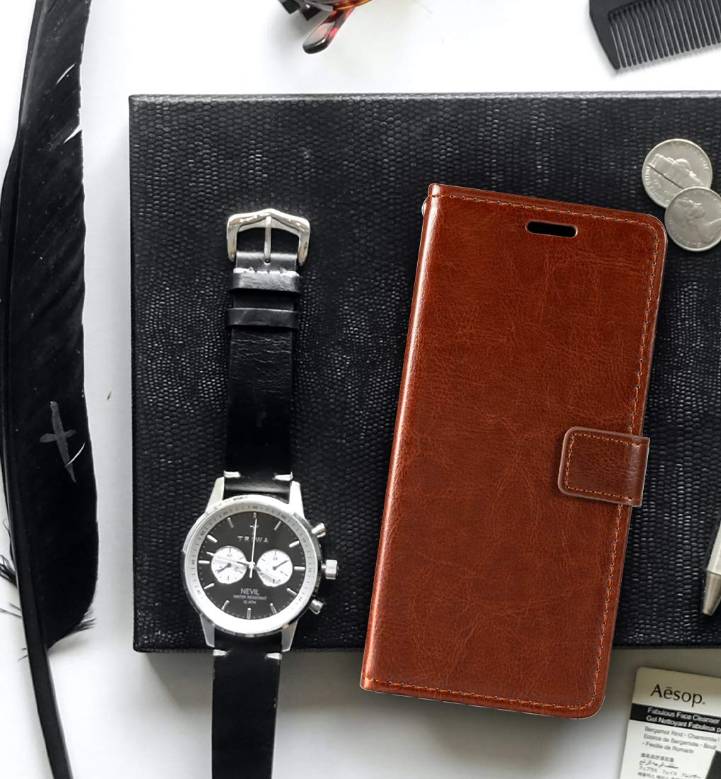 Shantime for Lenovo ThinkPhone 5G Case, Premium PU Leather Magnetic Flip Case Cover with Card Holder and Kickstand for Lenovo ThinkPhone 5G (6.6”) Brown
