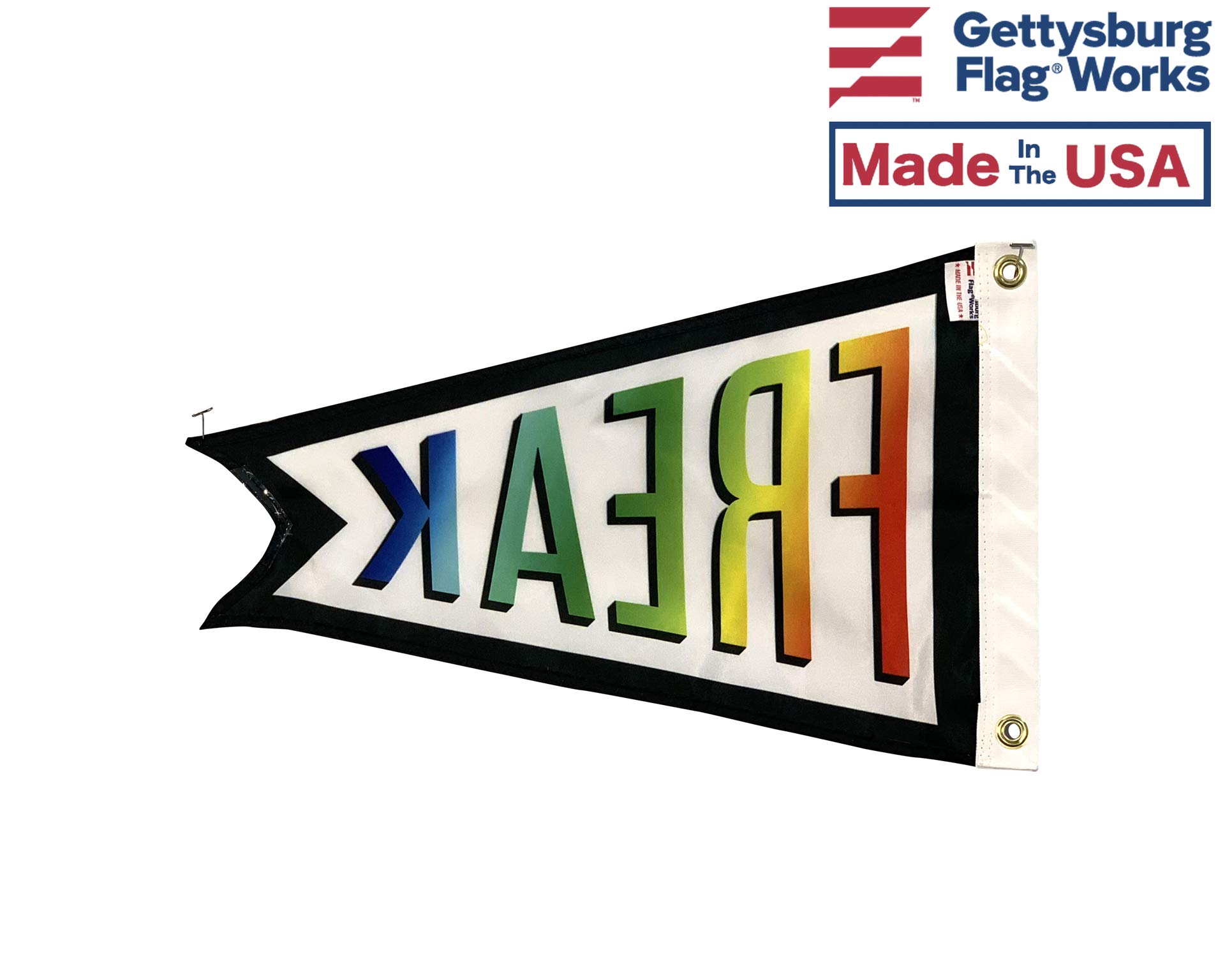 Let Your Freak Flag Fly! Rainbow 12x18", Durable All Weather Nylon Boat Flag Burgee, Proudly Made in The USA